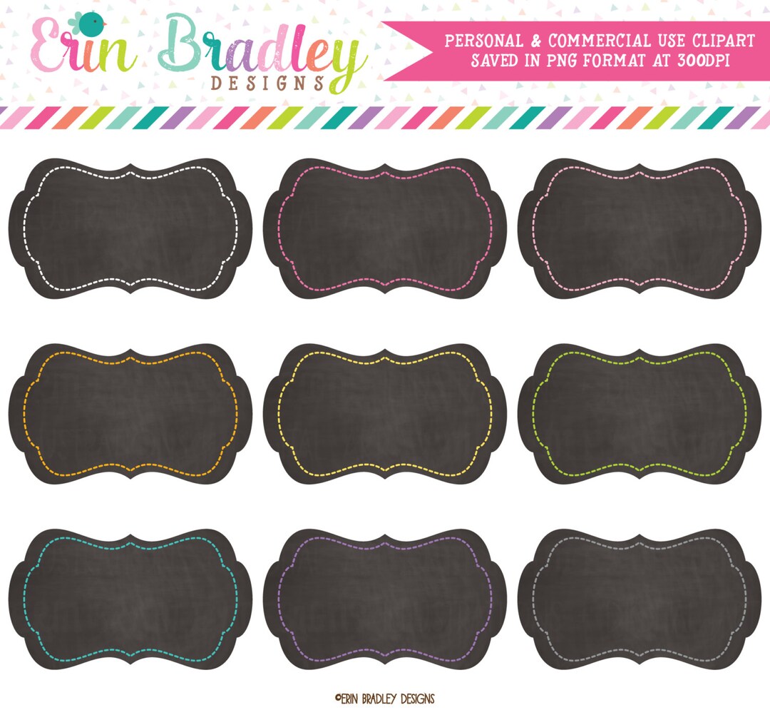Chalkboard Frames Clipart Digital Clip Art Labels Graphics Instant ...