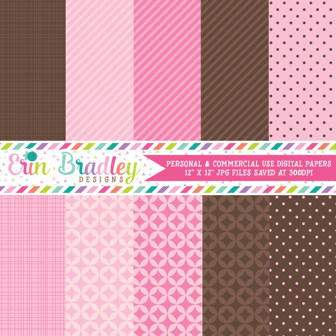 Pink and Brown Digital Scrapbooking Paper for Personal & Commercial Use ...