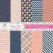 Peach and Navy Blue Digital Paper Set Commercial Use Instant Download ...