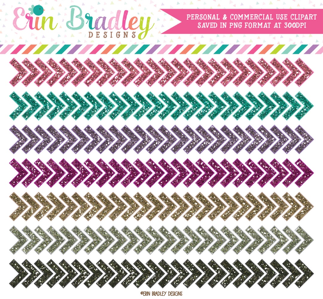Glitter Chevron Borders Clipart Graphics Personal & Commercial Use ...