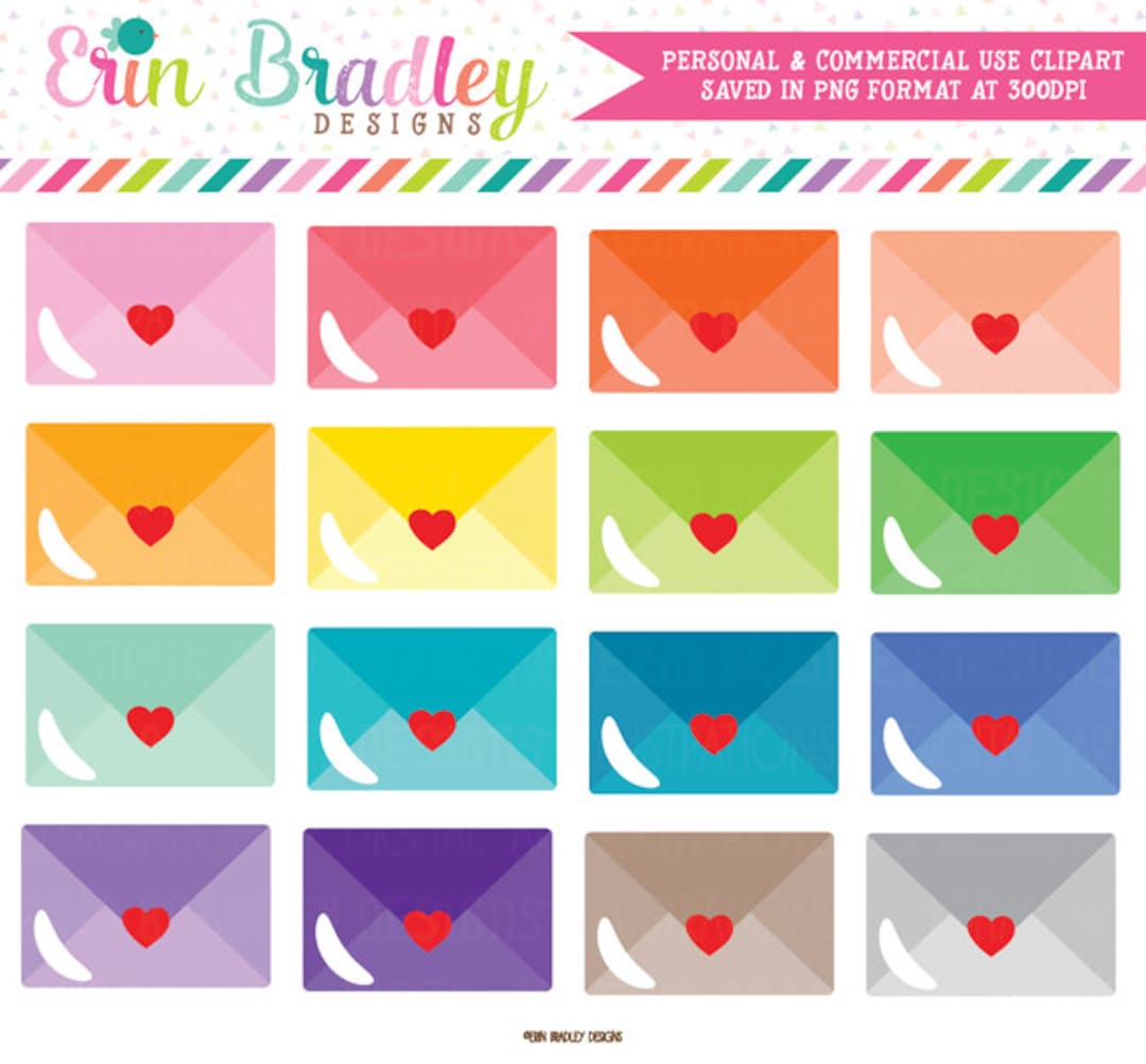 Love Letters Mail Clipart Personal & Commercial Use Envelope or Happy ...