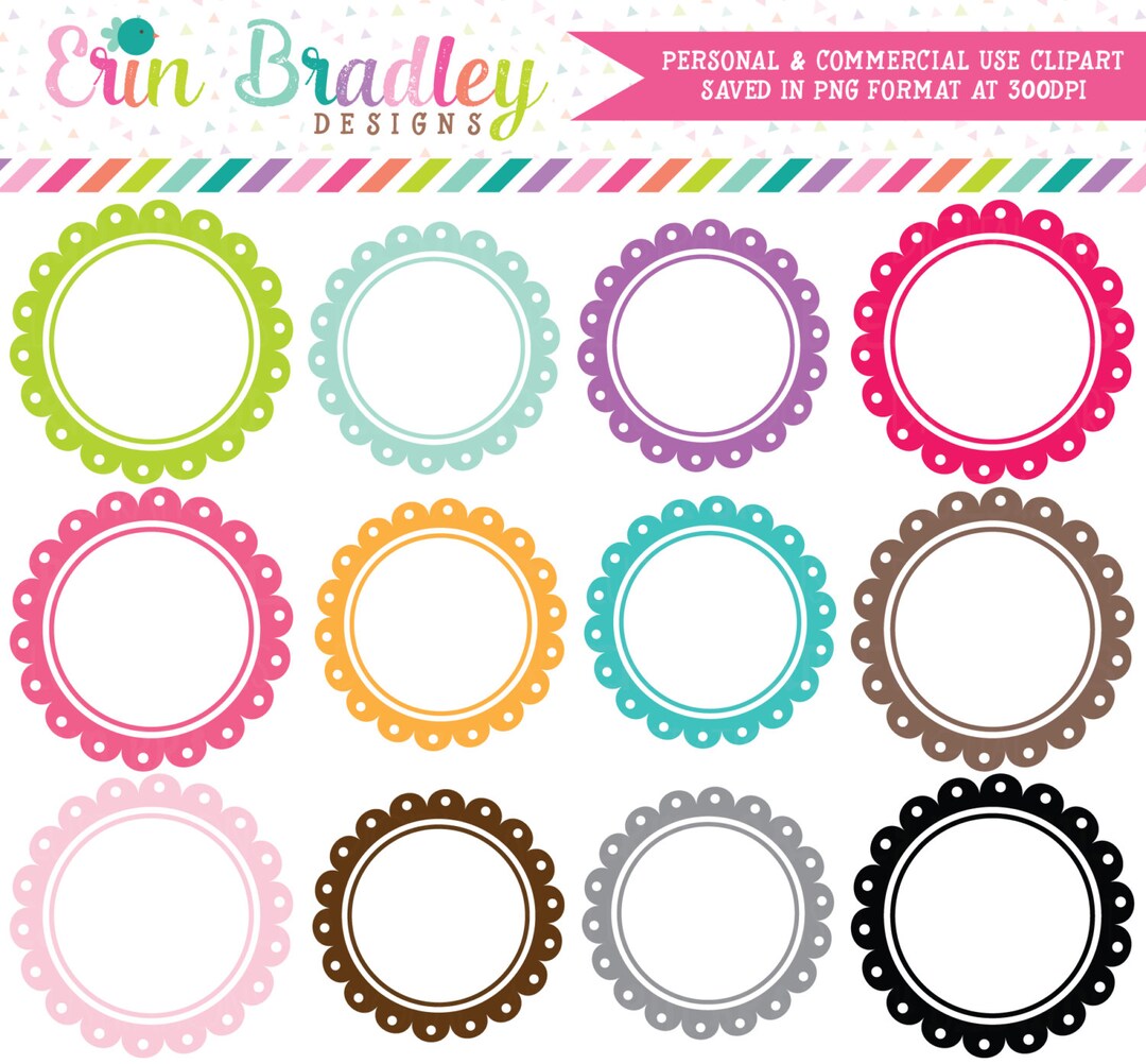 Scalloped Circle Frames Clipart Instant Download Commercial Use Clip ...