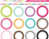 Scalloped Circle Frames Clipart Instant Download Commercial - Etsy