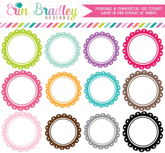Scalloped Circle Frames Clipart Instant Download Commercial Use Clip ...