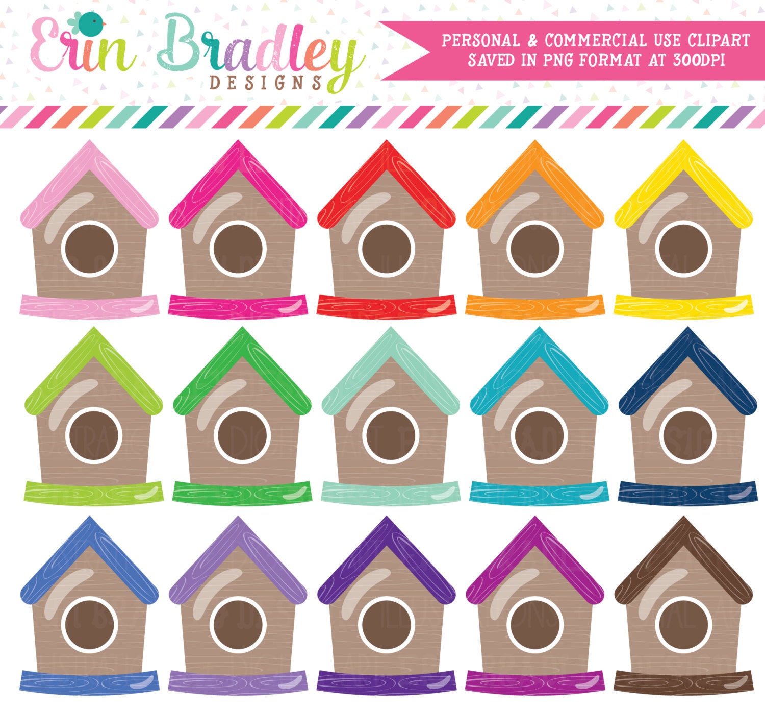 Bird Houses Clipart Graphics Personal & Commercial Use Outdoor | Etsy