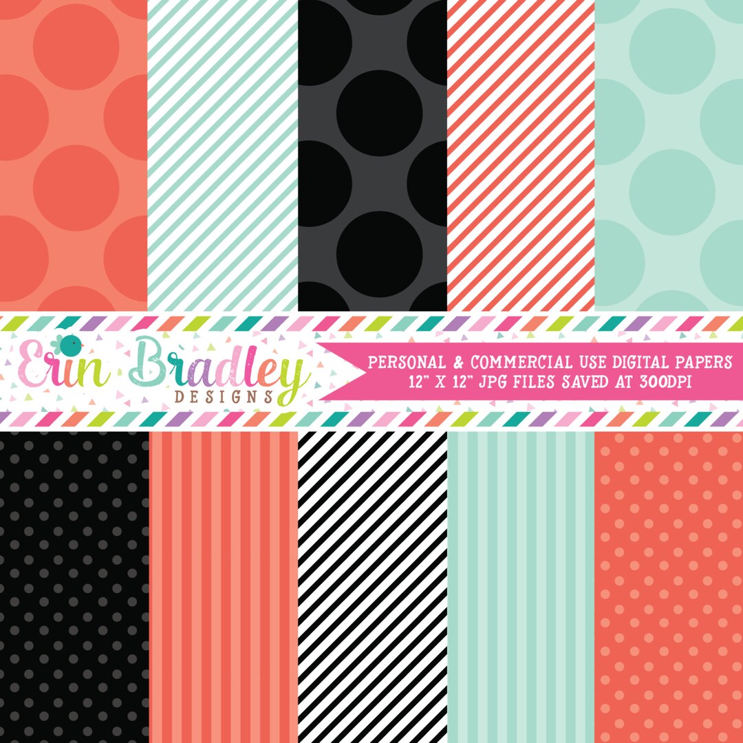 Digital Paper Pack Personal and Commercial Use Orange Blue and Black ...