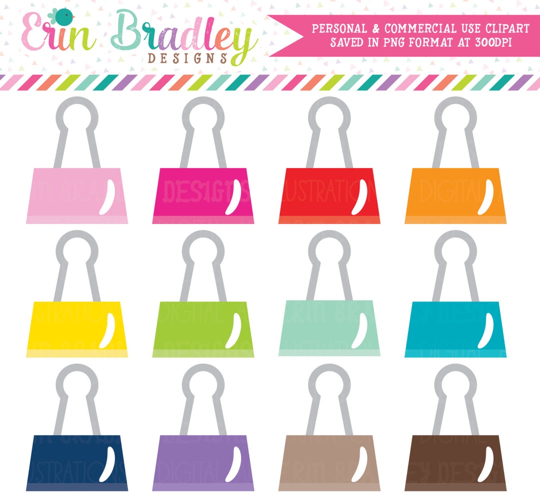 Binder Clip Clipart Office Supply Teacher Planner School or Desk Clip ...