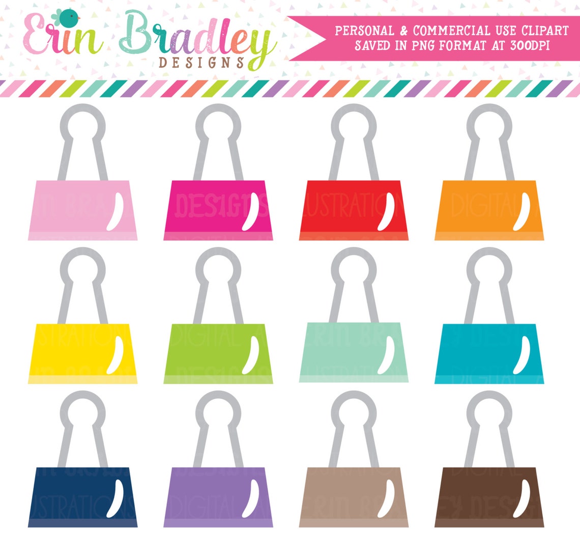 Binder Clip Clipart Office Supply Teacher Planner School or | Etsy