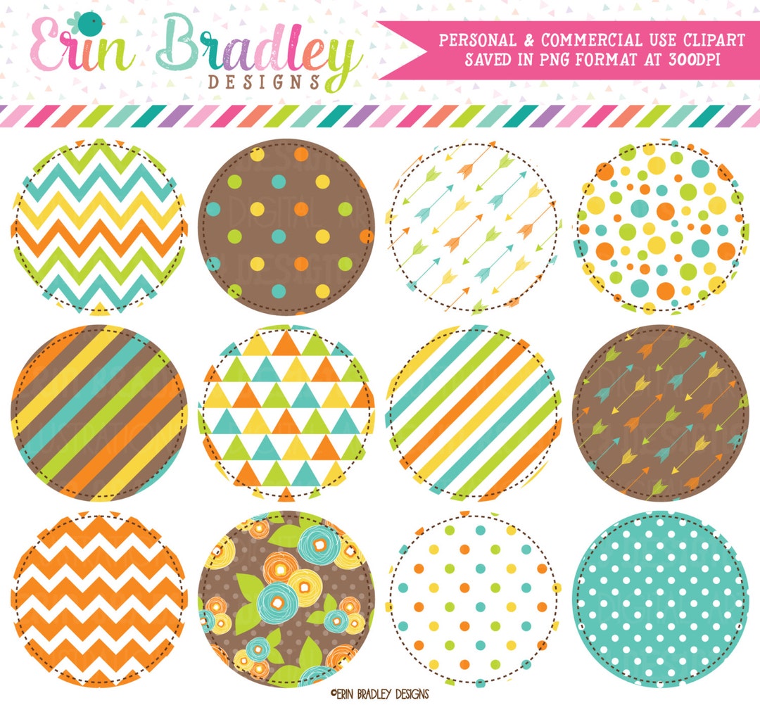 Digital Circles Clipart, Circle Frame Clip Art Graphics, Polka Dotted ...