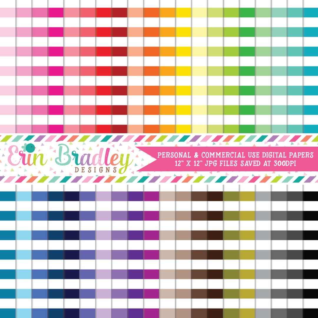 Digital Paper Bundle Horizonal Stripes in 40 Colors Instant Download ...