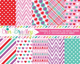 Valentines Day Digital Paper - Etsy