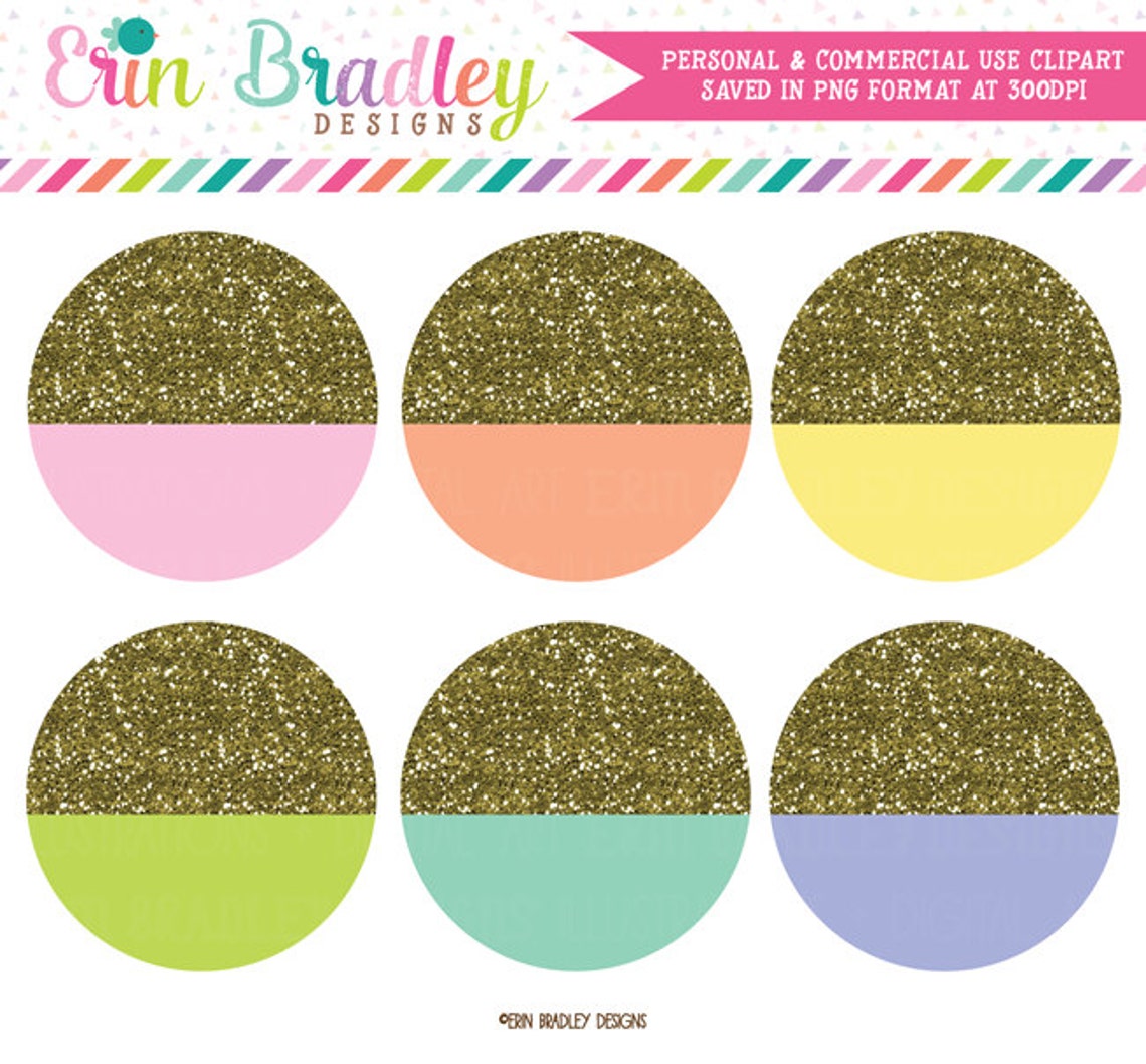 Gold Glitter Circles Clipart Commercial Use Graphics | Etsy