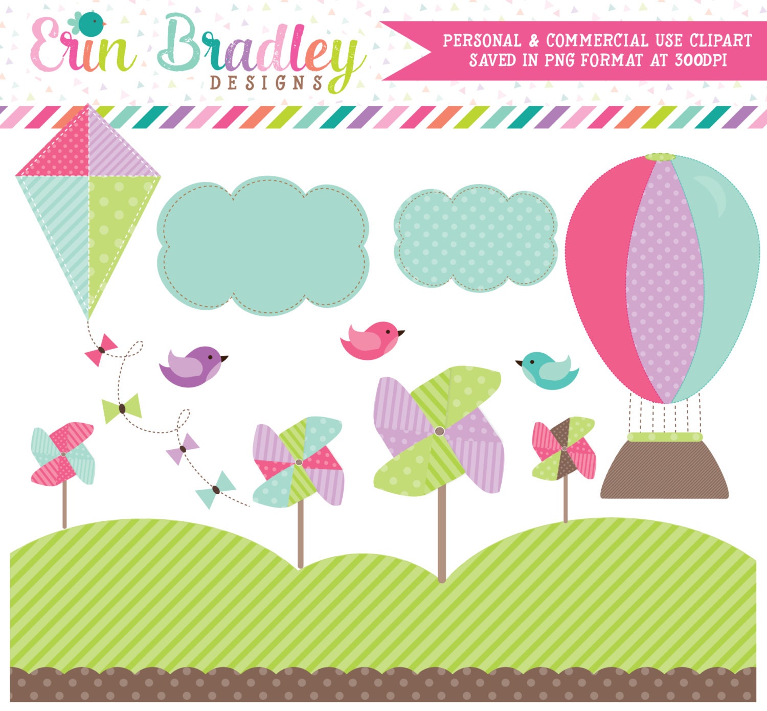 Cute Hot Air Balloon Clipart Border