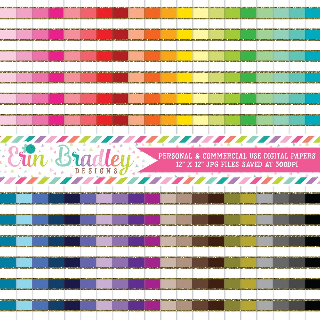 Gold Glitter Stripes Digital Paper Pack Bundle Set of 40 Digital Papers ...