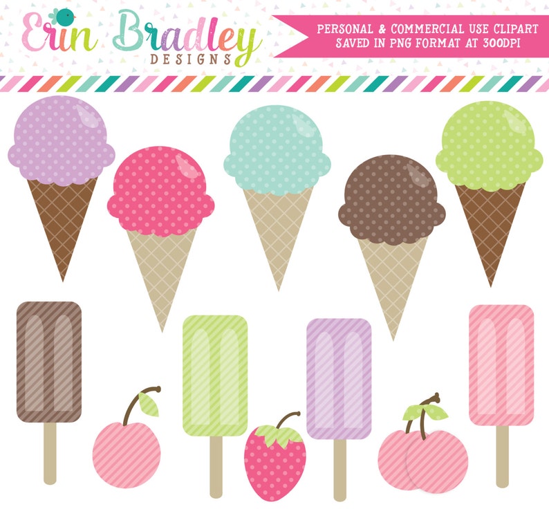 Ice Cream Clipart Clip Art for Personal and Commercial Use - Etsy