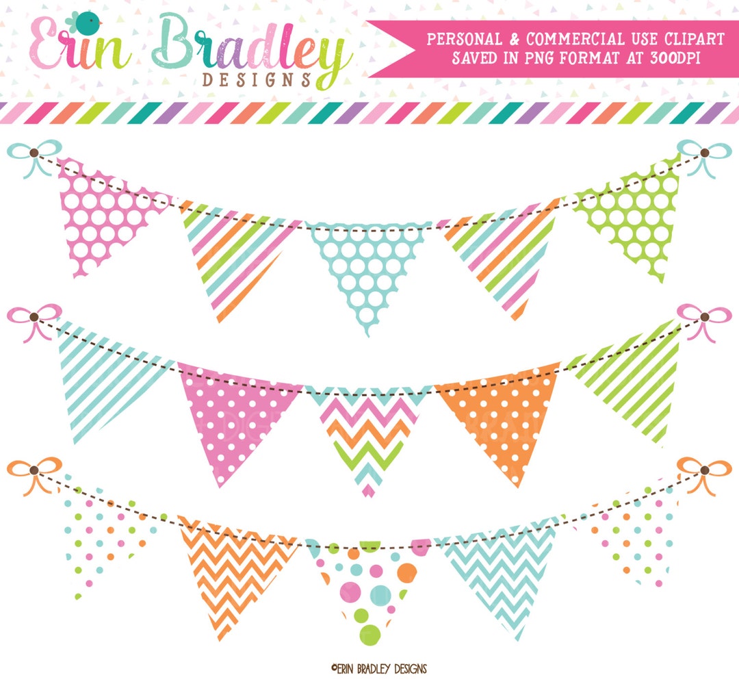 Clipart Bunting Graphics Instant Download Digital Banner Flag Clip Art ...