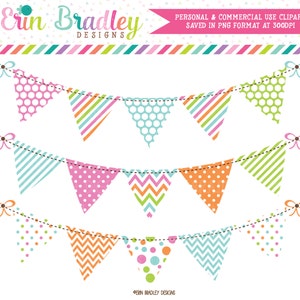 Clipart Bunting Graphics Instant Download Digital Banner Flag Clip Art ...