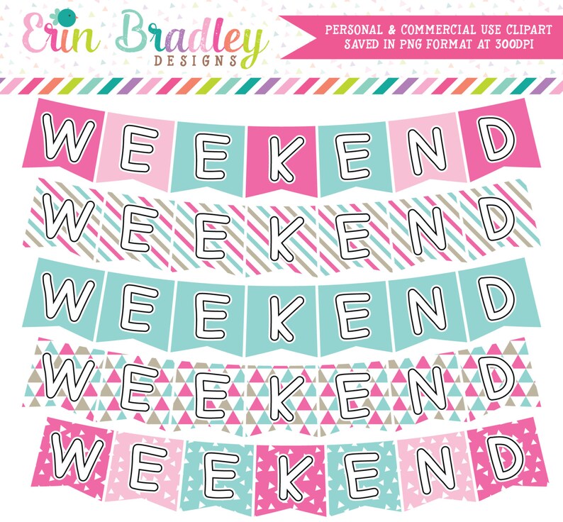 Weekend Clipart Banners Personal & Commercial Use Clip Art | Etsy