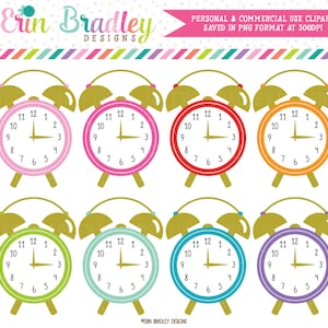 Alarm Clocks Clipart Graphics Personal & Commercial Use Clock Clip Art ...