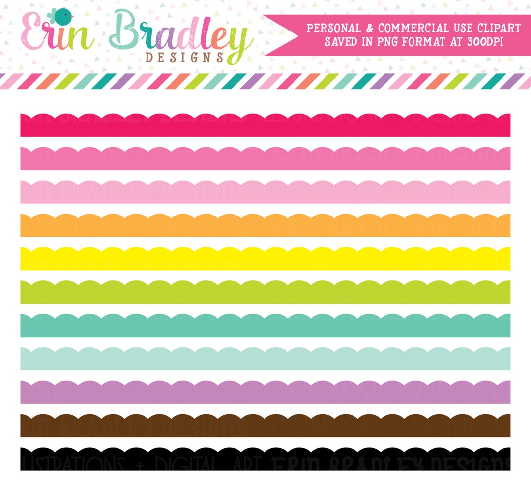 Scalloped Borders Clipart Graphics, Digital Clip Art Set Personal ...