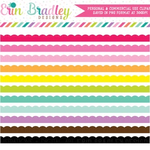 Scalloped Borders Clipart Graphics, Digital Clip Art Set Personal ...