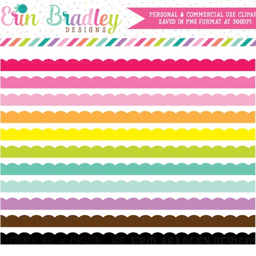 Scalloped Borders Clipart Clip Art Candy Colored for Personal - Etsy