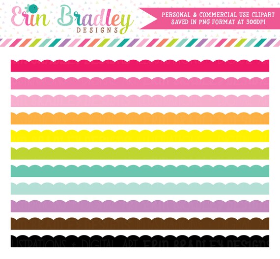 Scalloped Borders Clipart Graphics, Digital Clip Art Set Personal ...
