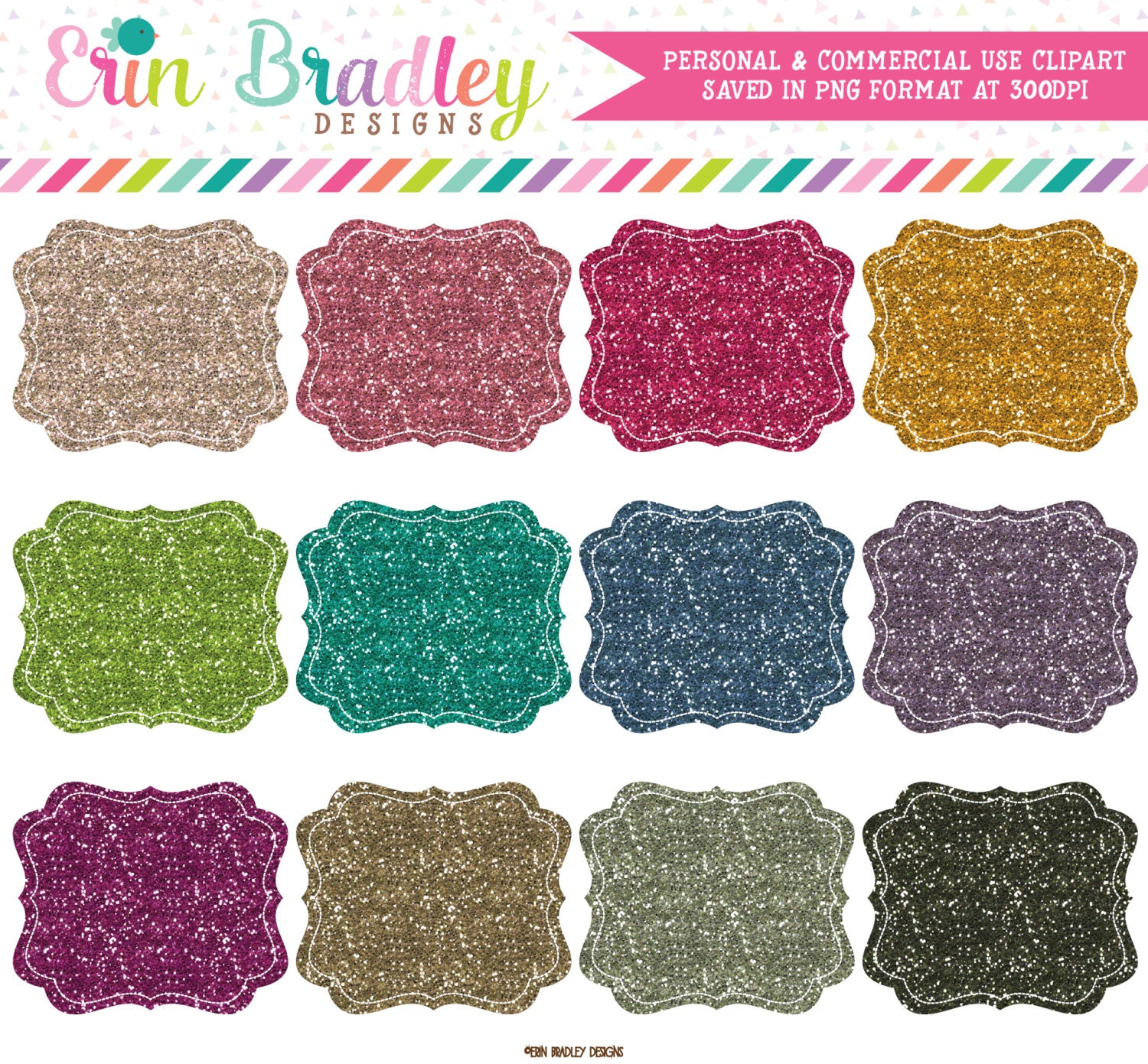 Glitter Clipart Frames Personal & Commercial Use Glitter Clip | Etsy