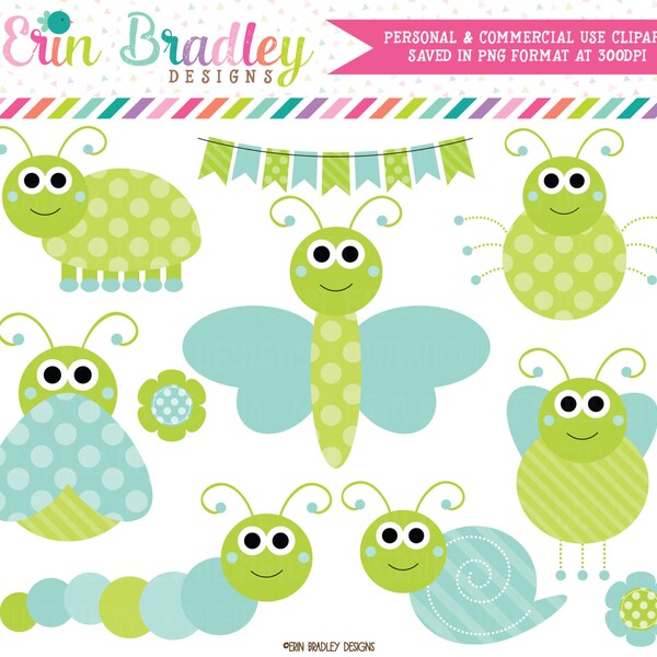 Cute Bugs Clipart - Etsy
