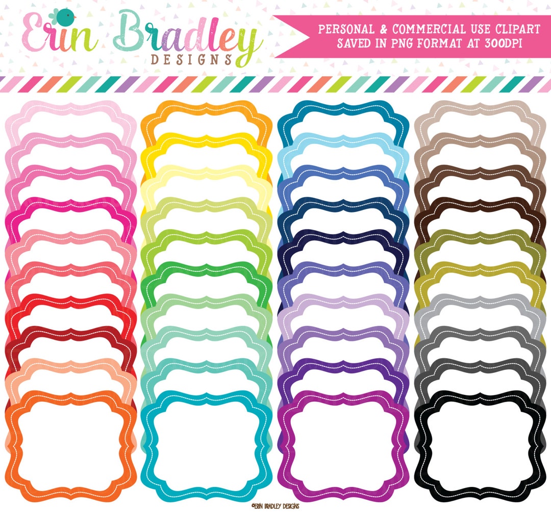 Colorful Clipart Frames: 40 PNG Graphics (instant Download) - Etsy