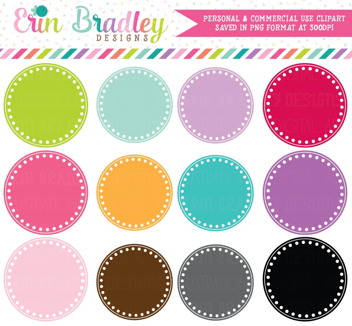 Digital Scrapbooking Clipart Clip Art Polka Dotted Circle - Etsy