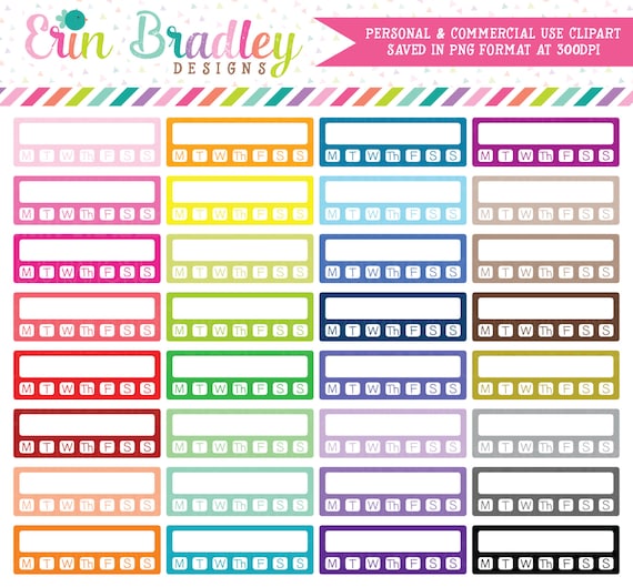 Clipart Habit Tracker With Days Planner Clip Art Graphics | Etsy