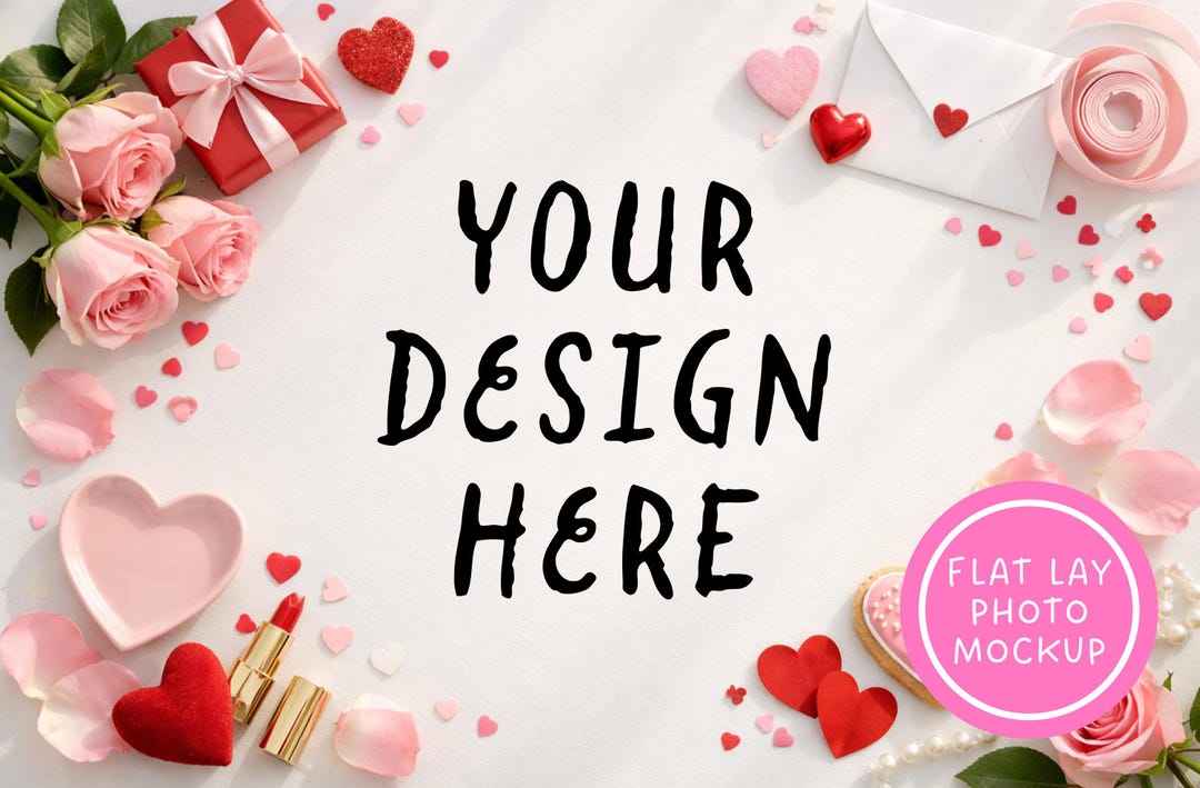 Valentine's Day Flat Lay Mockup | Product Photo (JPEG File) - Etsy