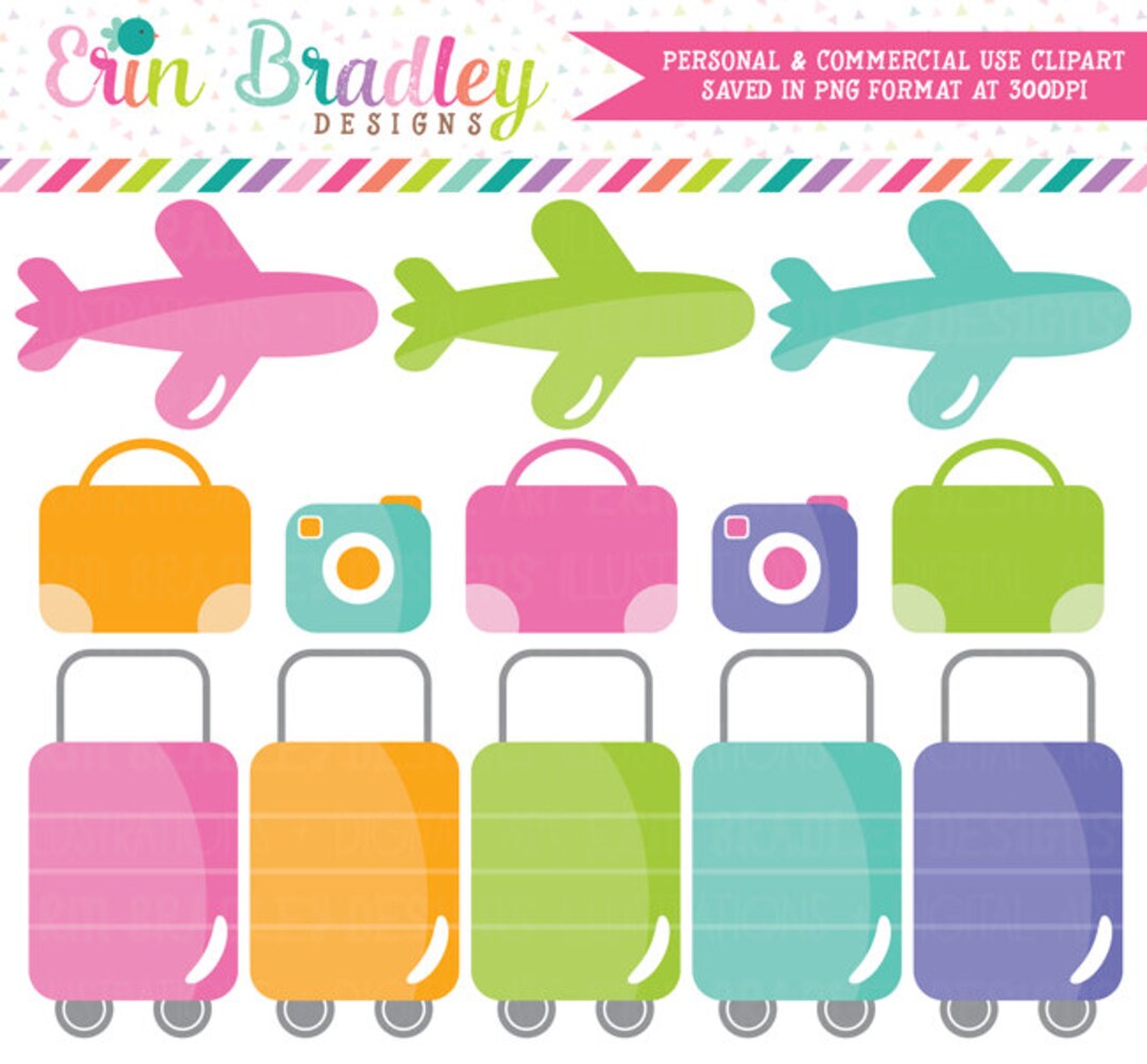 Travel Clipart, Airplane Clipart, Commercial Use Graphics - Etsy