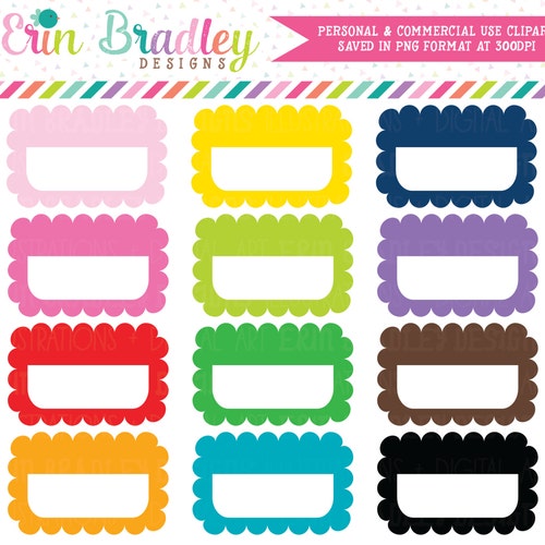 Scalloped Borders Clipart Graphics Digital Clip Art Set - Etsy