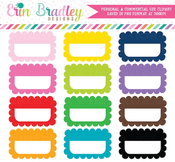 Half Boxes Clipart Graphics - Scalloped Rectangle Shaped Label Clip Art ...