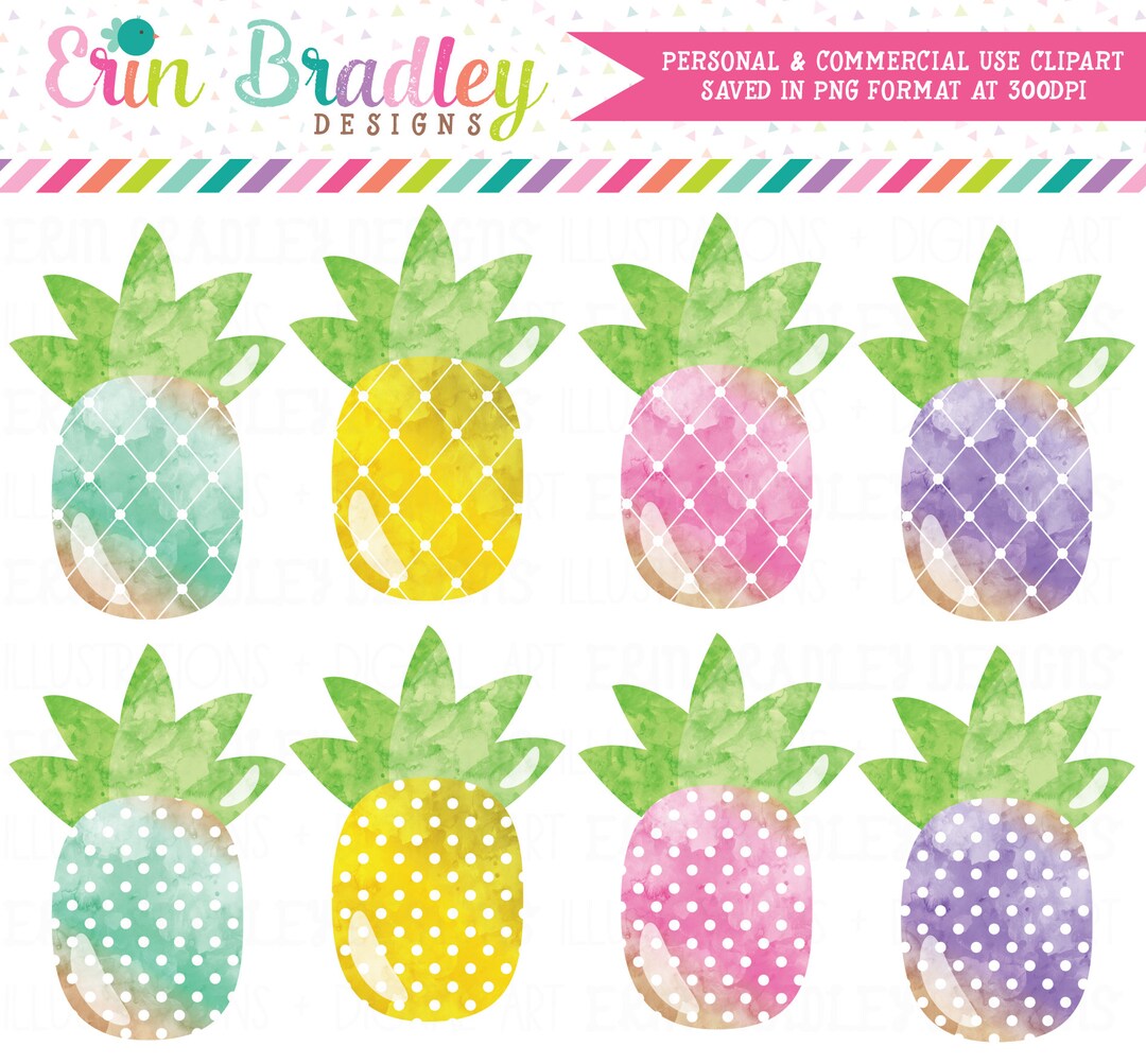 Watercolor Pineapples Clipart, Pineapple Clip Art, Food Clipart ...