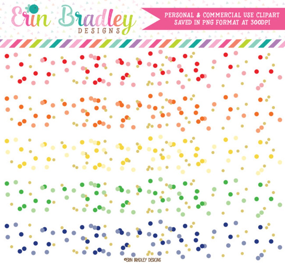 Polka Dot Clipart Confetti Border Clip Art Digital Graphics Personal ...