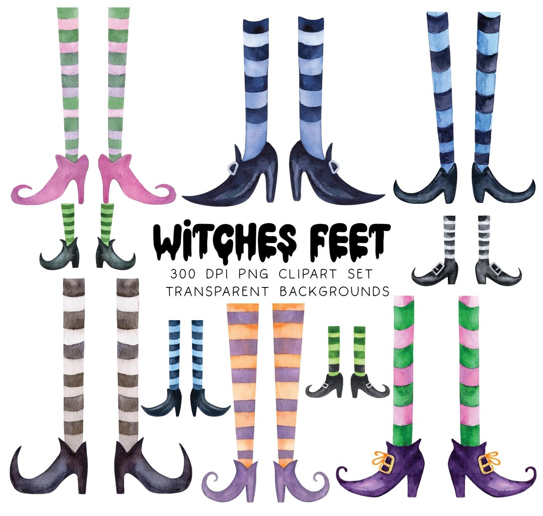 Commercial Use Halloween Clipart, Witch Legs Clipart Set, Watercolor ...