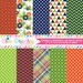 Floral Digital Paper Pack With Blue Orange & Green Flowers Triangles ...