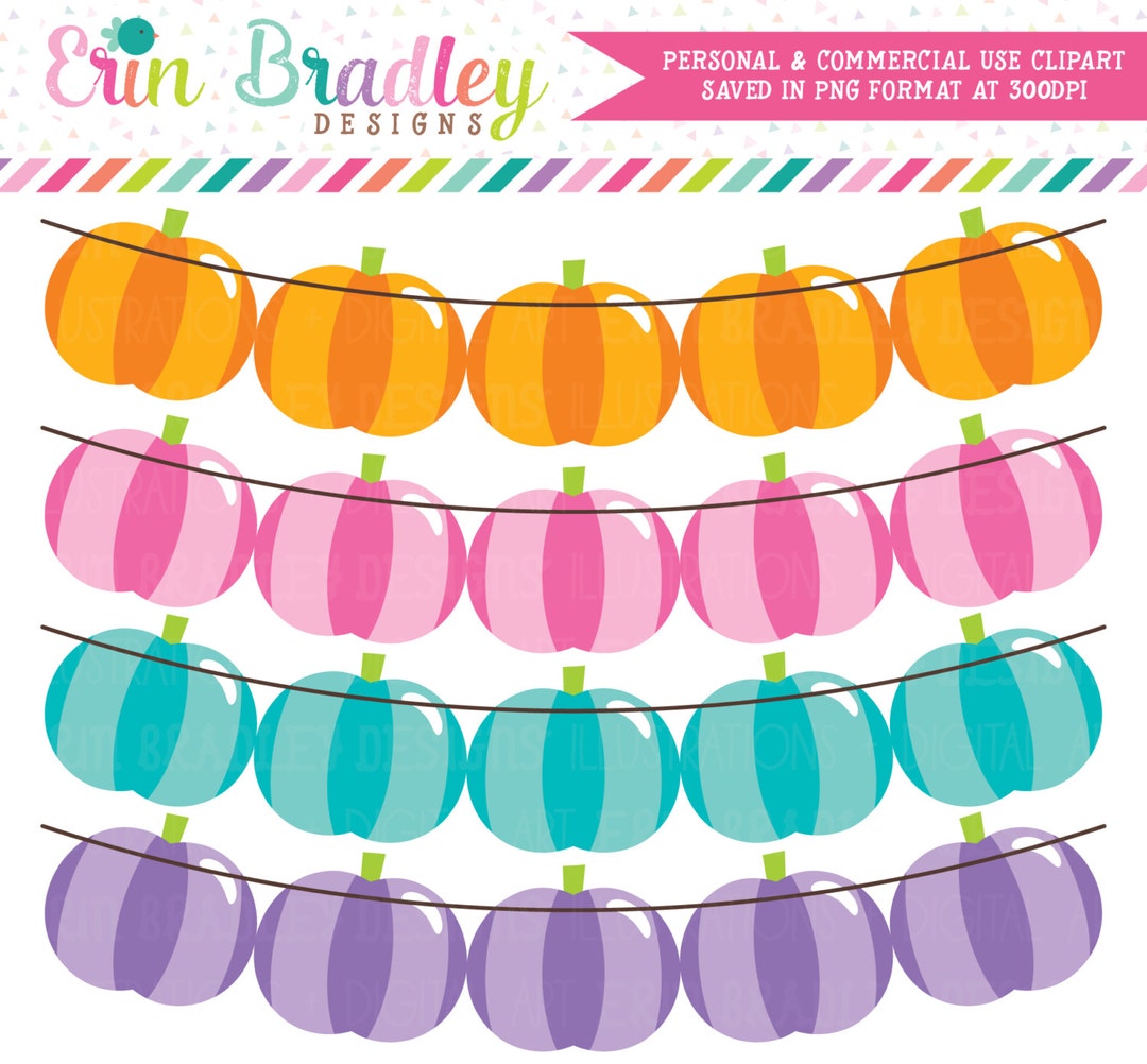 Pumpkin Bunting Clipart Halloween Banner Clip Art Graphics With Orange ...