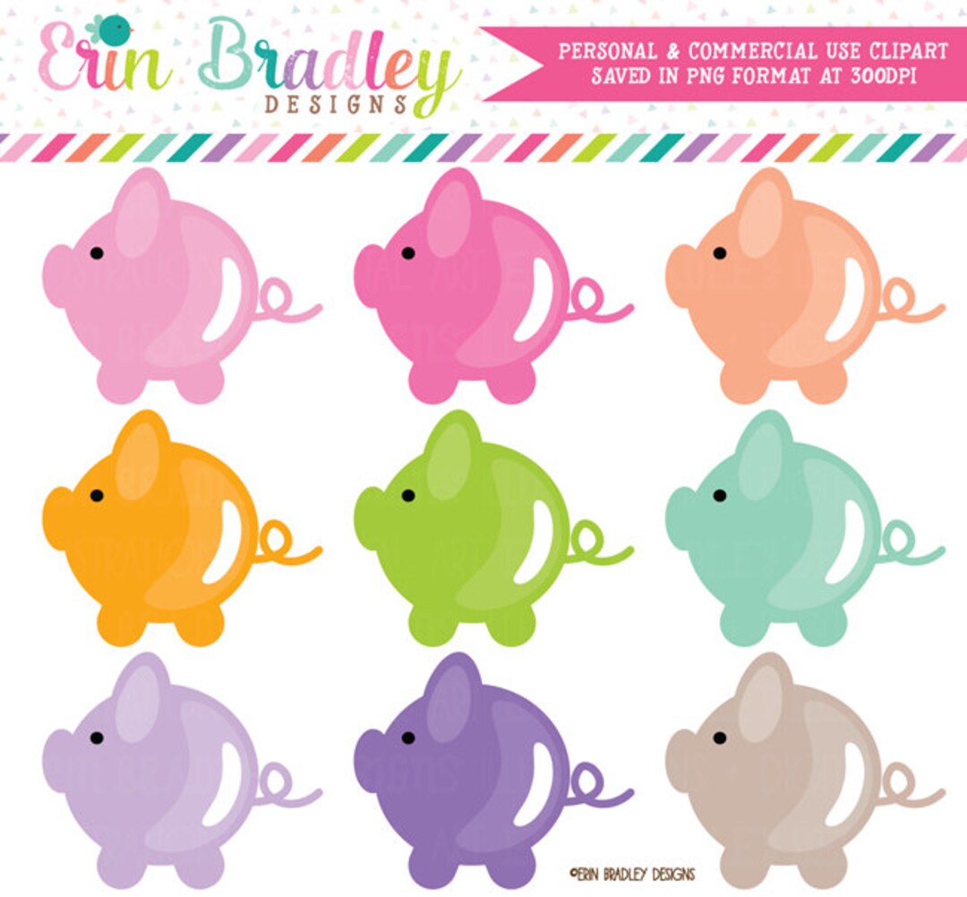 Pig Clipart Set Clip Art Graphics Personal & Commercial Use Animals - Etsy