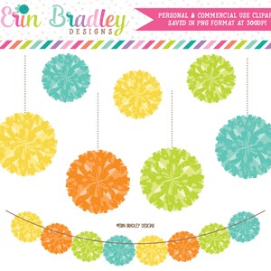 Pom Pom Garland Clipart Graphics Personal & Commerical Use Digital ...