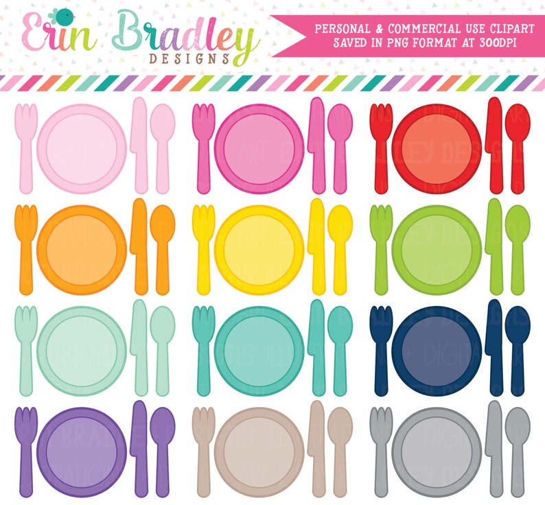 Place Setting Clipart Dinner or Meal Planner Clip Art Graphics - Etsy