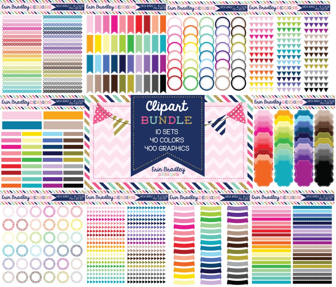 Clipart Mega Bundle: Borders, Bunting, Labels (digital Download) - Etsy
