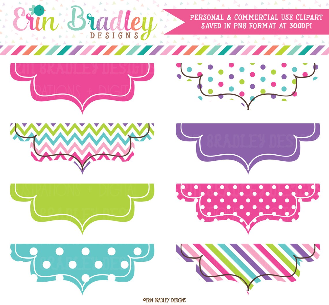Colorful Frame Clipart Labels Personal & Commercial Use Clip | Etsy