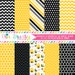 Bumble Bee Commercial Use Digital Paper Pack Chevron Stripes and Polka ...