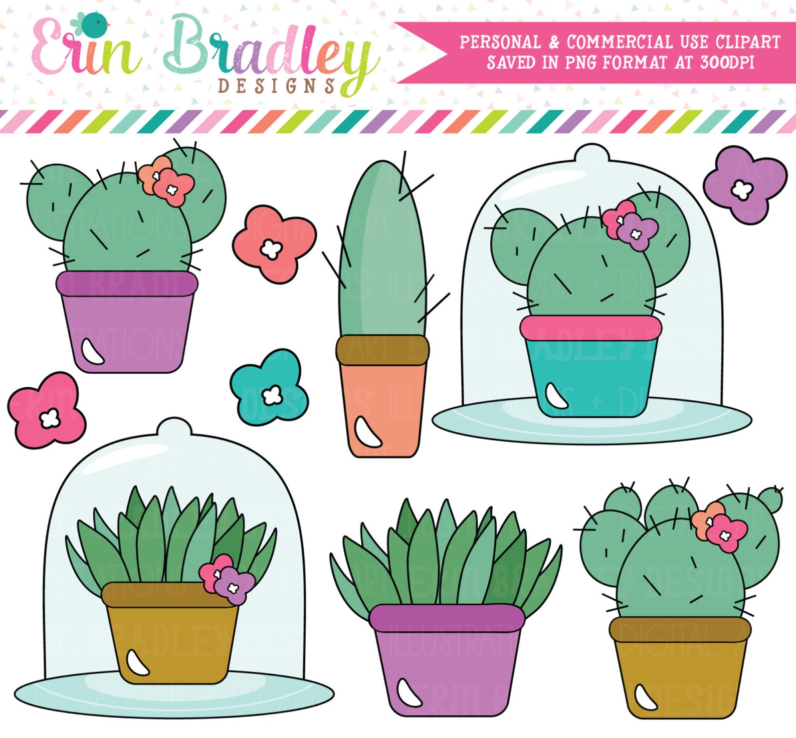 Succulents Clipart Succulents & Cactus Clip Art Graphics - Etsy