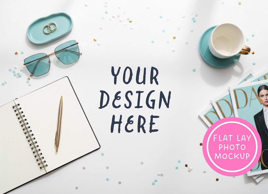 Influencer Desk Mockup Flat Lay | Luxury Workspace Photo for Branding ...