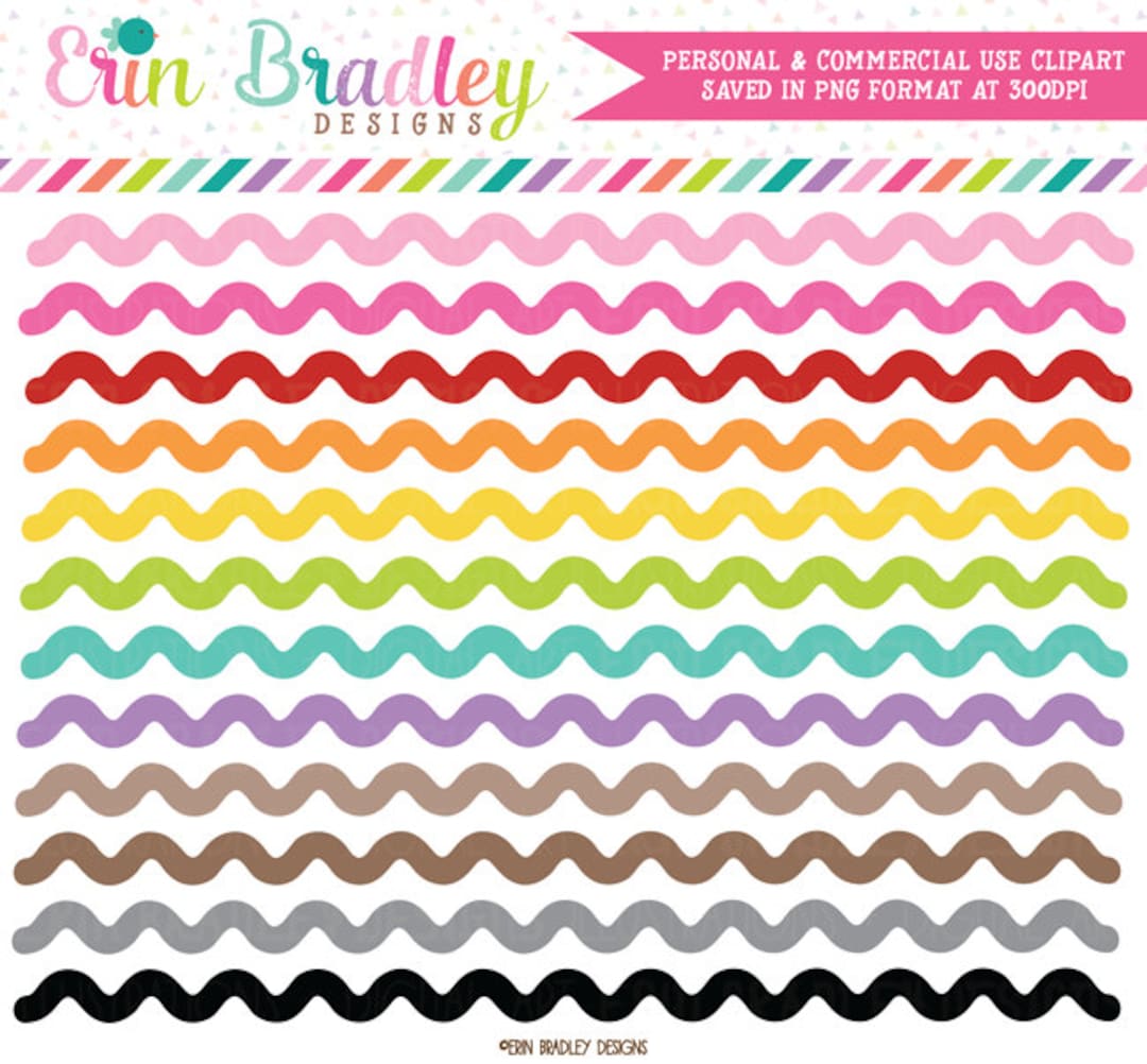 Colorful Ric Rac Clipart Borders: Sewing Graphics (digital Download) - Etsy